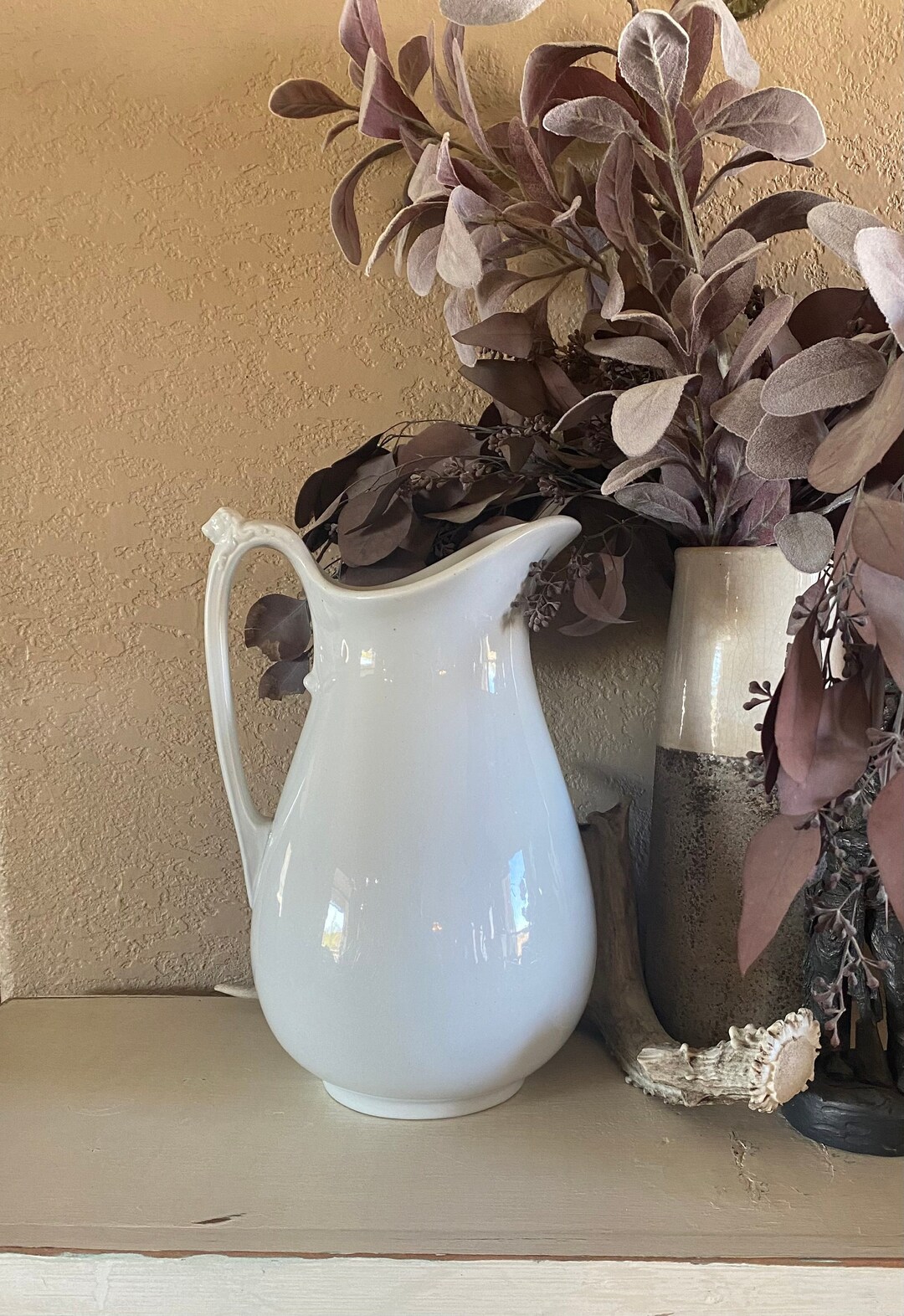 Royal Ironstone Pitcher With Lion Head Handle by John Edwards*antique ...