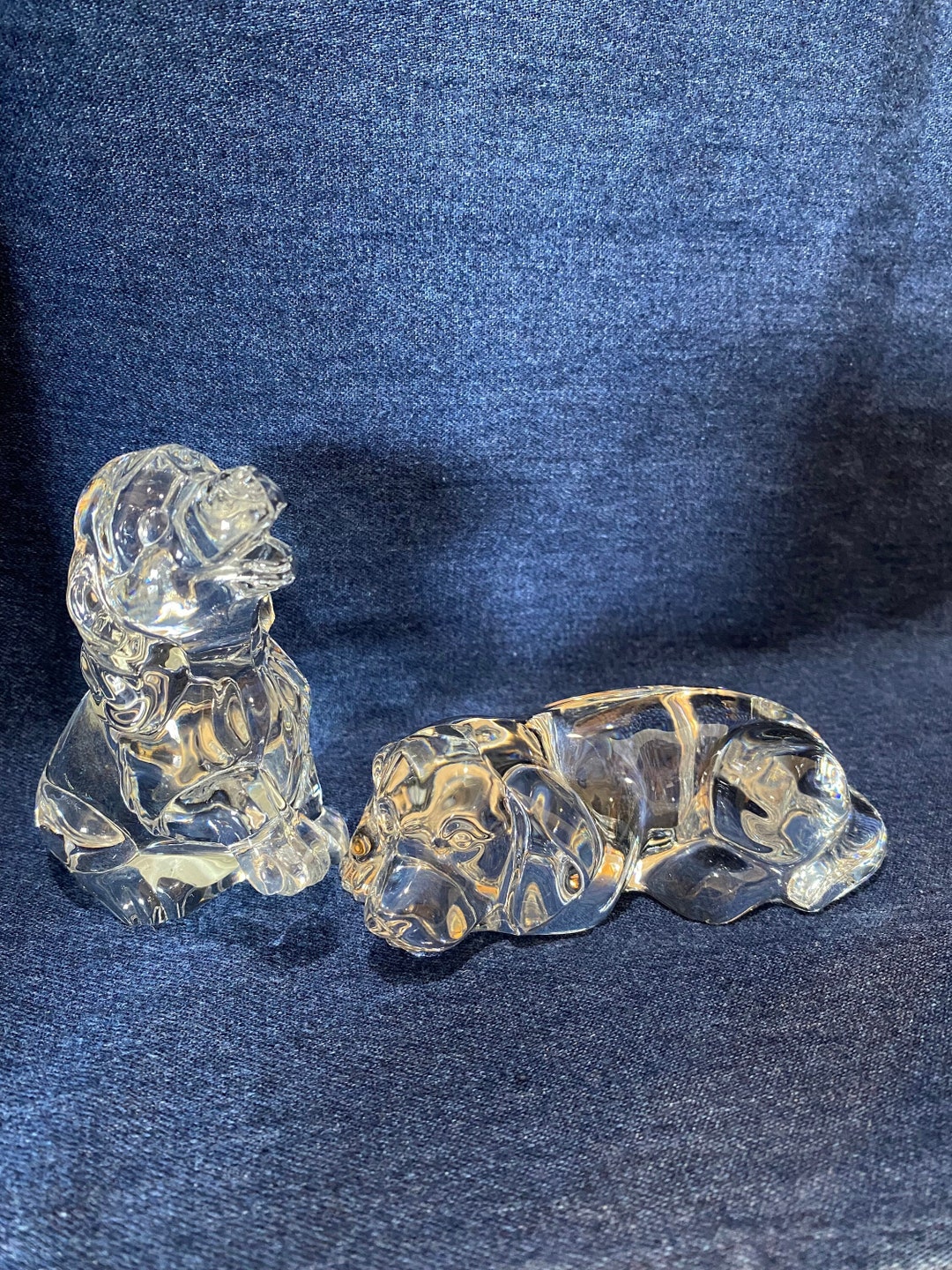 Crystal Dogs Set of 2 Vintage Princess House Pets 24% Lead Crystal Made ...