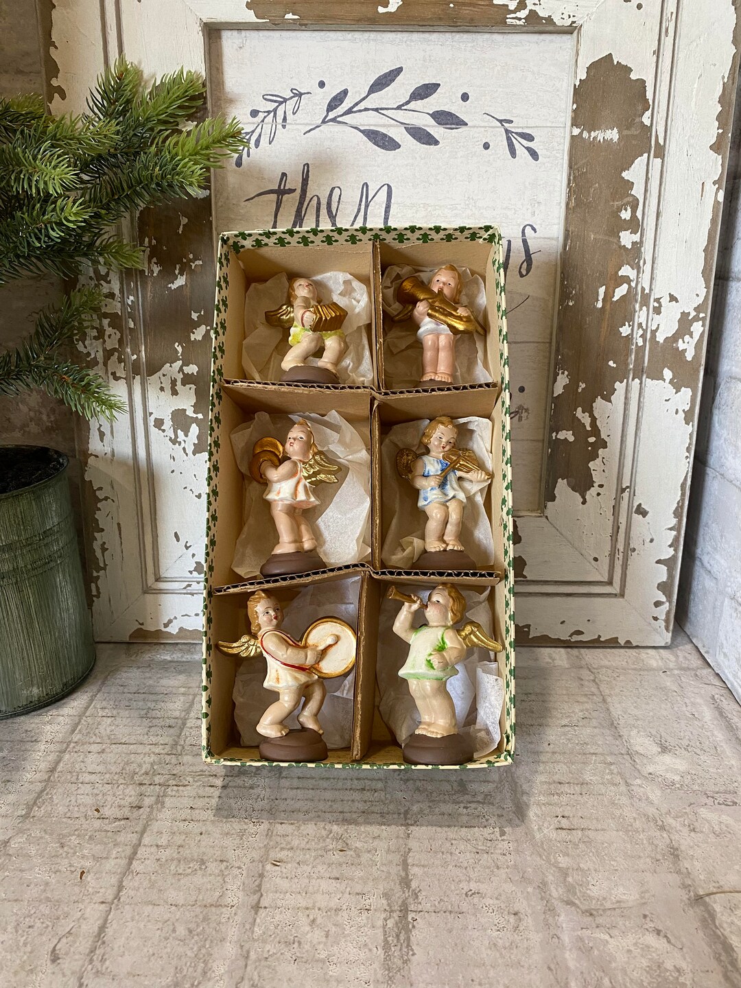 Cherub/angel Playing Instruments Figurines*vintage, Mini, Composite ...