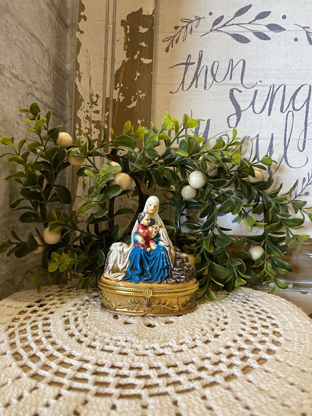 Trinity Broadcasting Network Mary & Baby Jesus Ceramic Trinket or ...