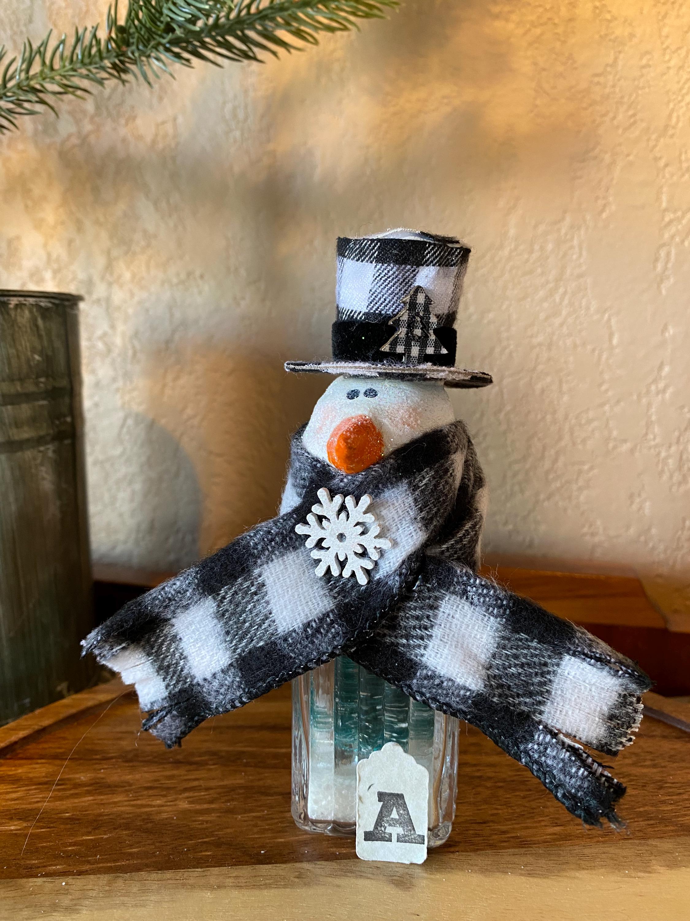 Reimagined Salt/pepper Shaker Snowman/woman W/handmade Clay Heads and ...