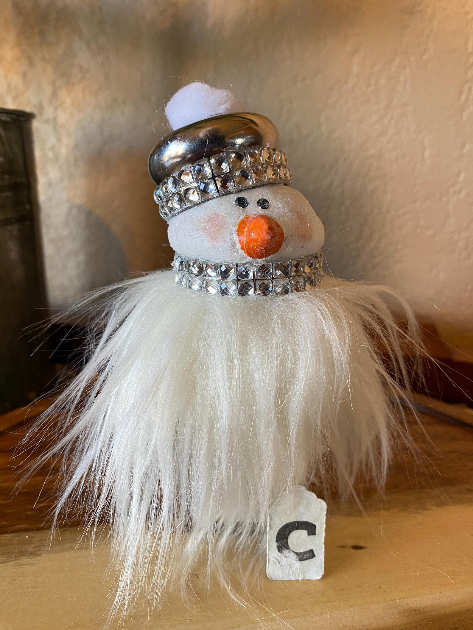 Reimagined Salt/pepper Shaker Snowman/woman W/handmade Clay Heads and ...