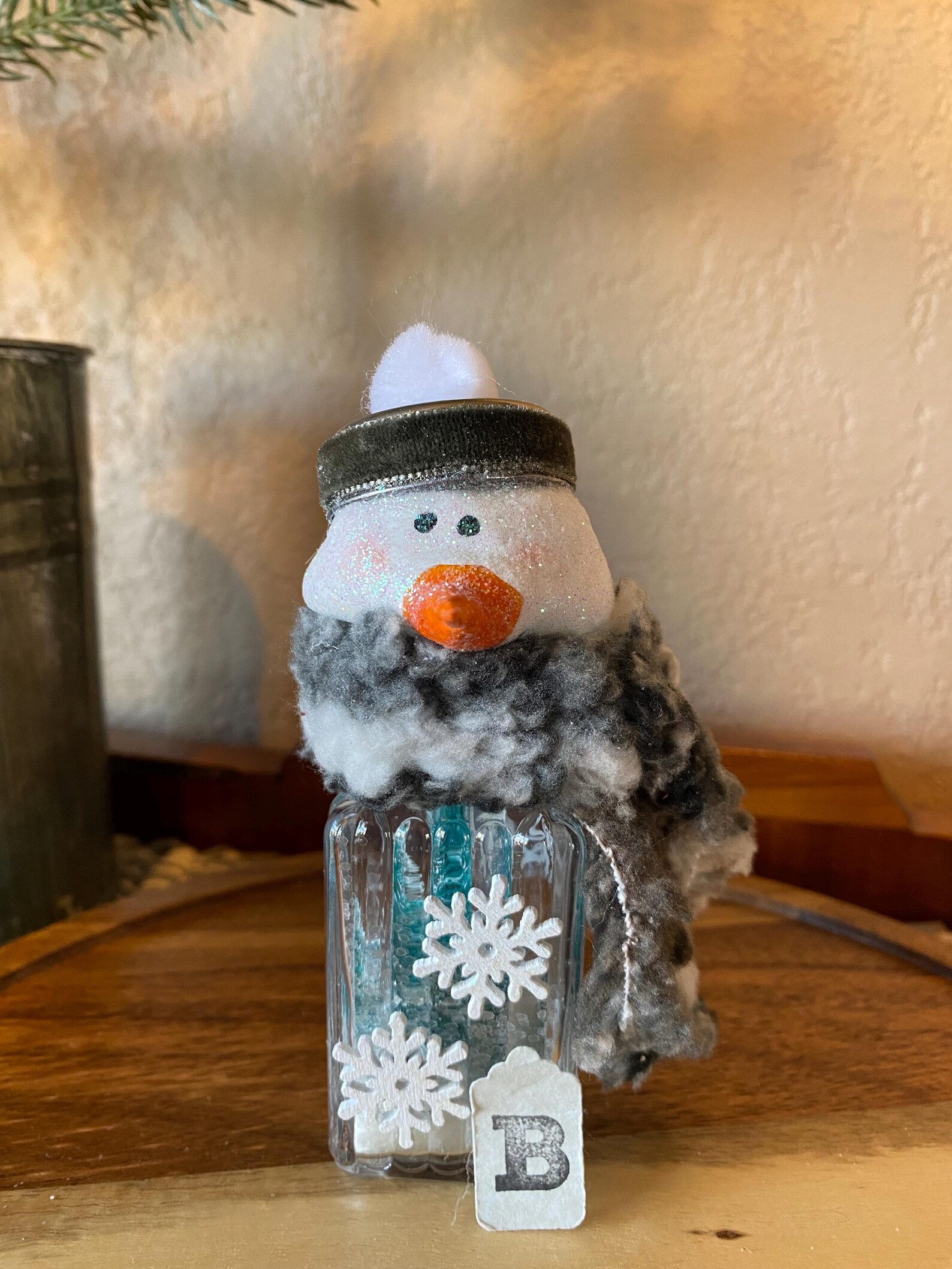 Reimagined Salt/pepper Shaker Snowman/woman W/handmade Clay Heads and ...