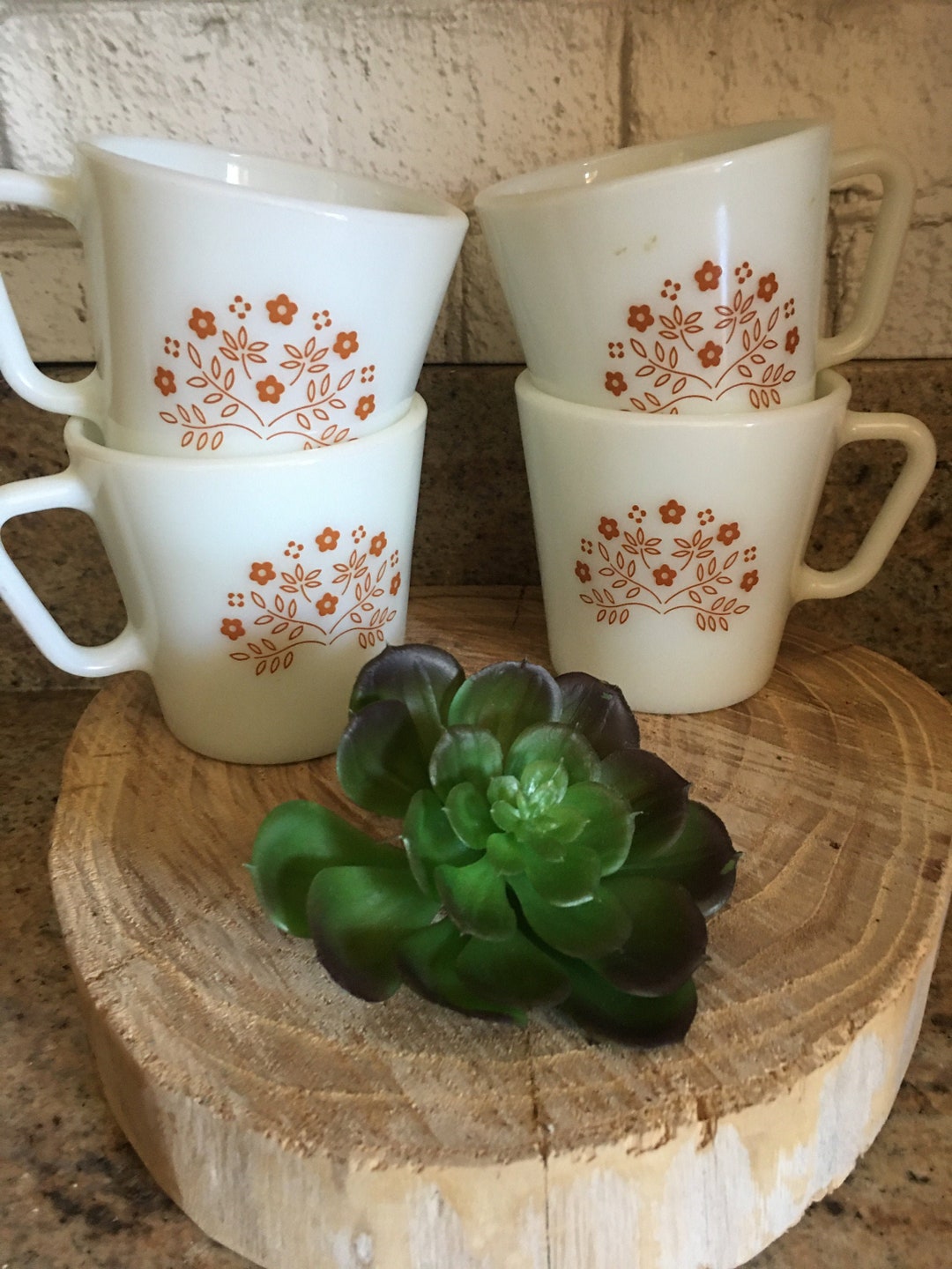 Vintage Pyrex D Handle Summer Impressions Ginger Flower Milk Glass ...