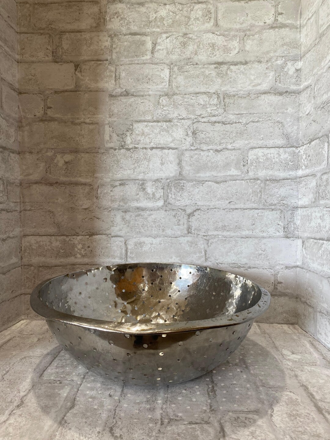 Primitive Large Aluminum Dented & Bent Farmhouse Colander*please Read ...