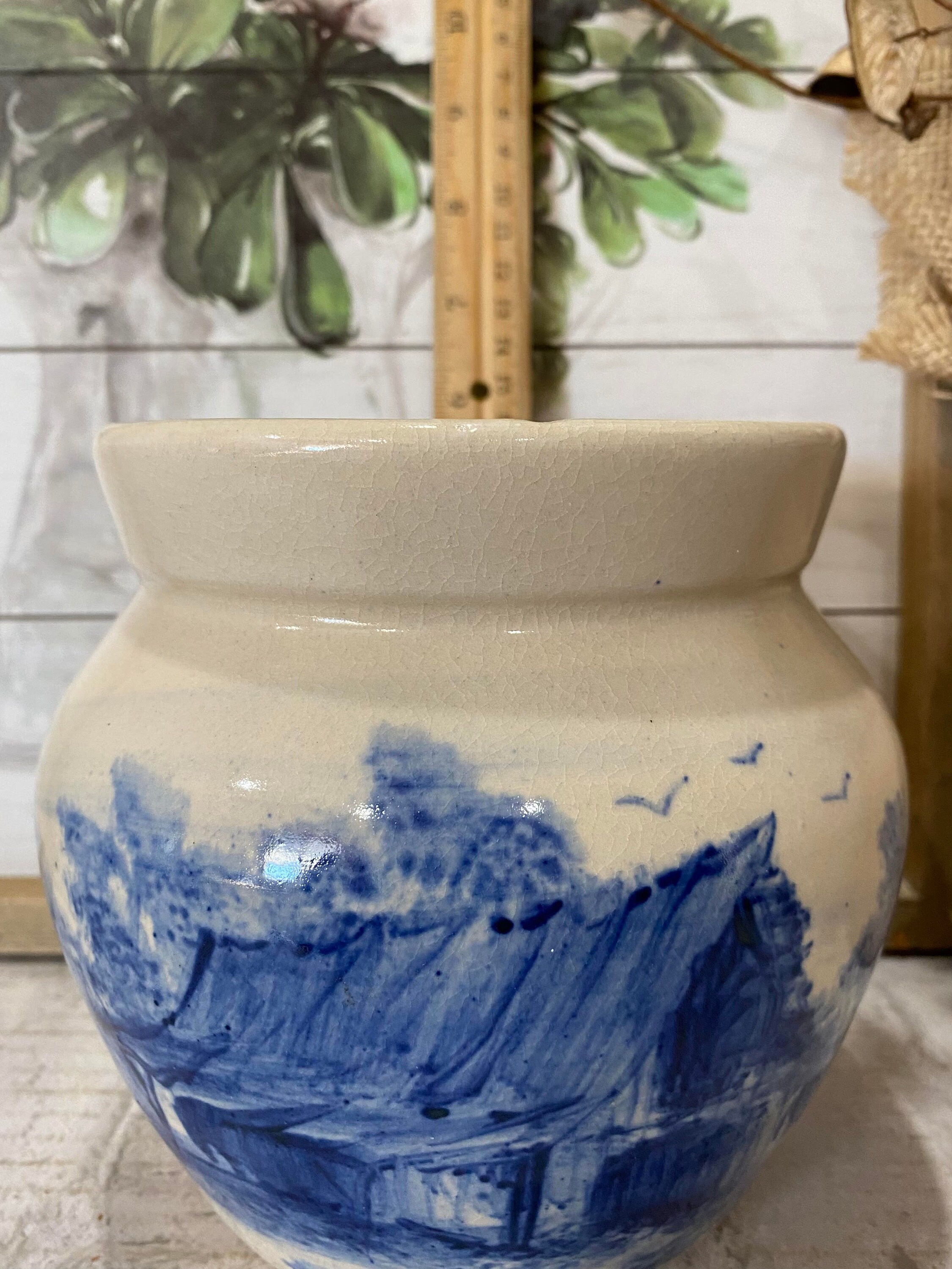 Vintage Casey Pottery Hand Turned Crock and Lid With Barn | Etsy