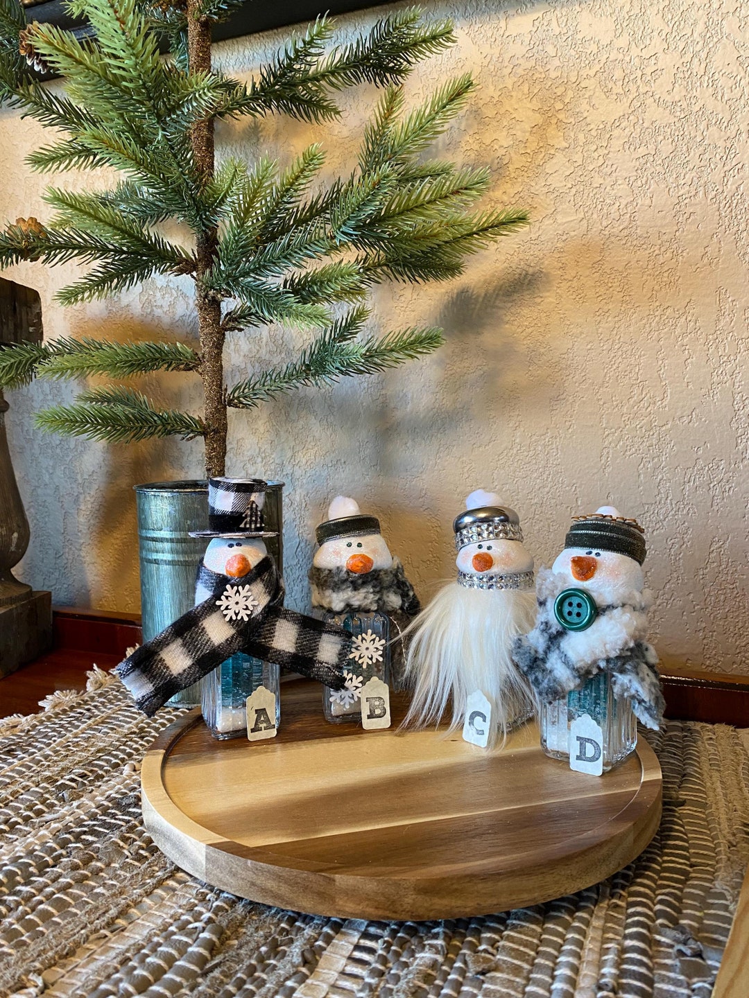 Reimagined Salt/pepper Shaker Snowman/woman W/handmade Clay Heads and ...