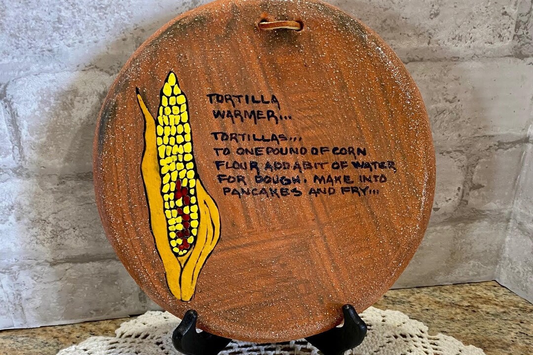 Terra-cotta Tortilla Warming Stone *handmade *hand Painted*vintage ...