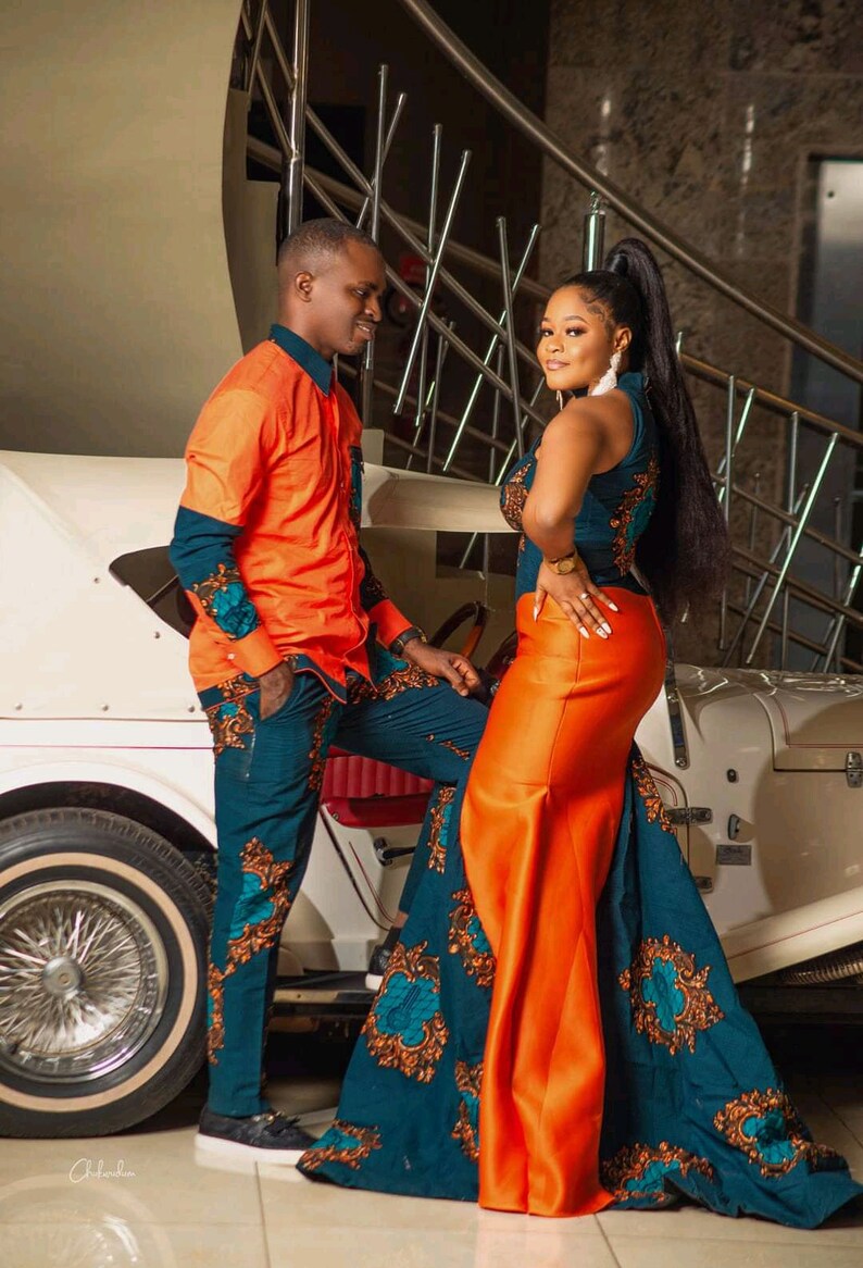African Print Couples African Wedding Set African Anniversary Outfit ...
