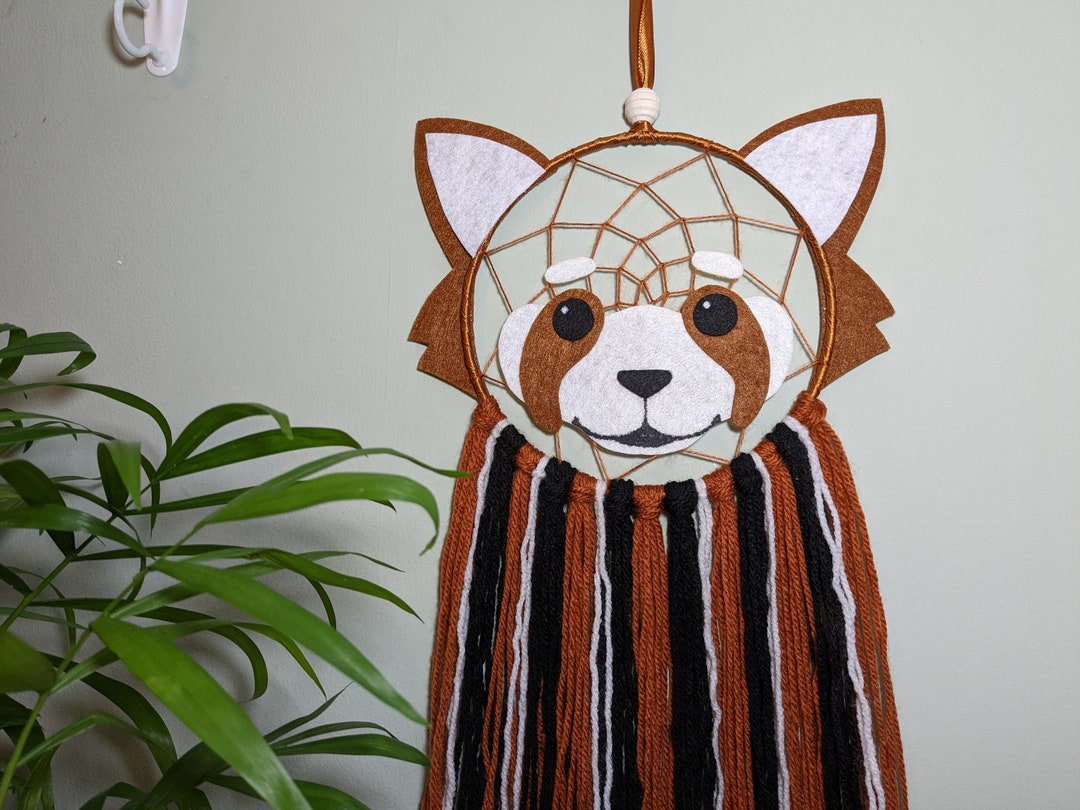 Red Panda Dreamcatcher: Handmade Nursery Decor, Animal Wall Hanging - Etsy
