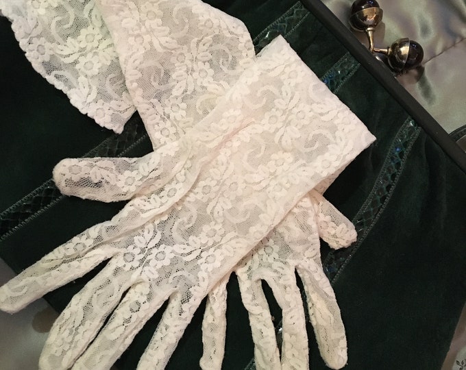 White Lace Dinner Gloves - Etsy