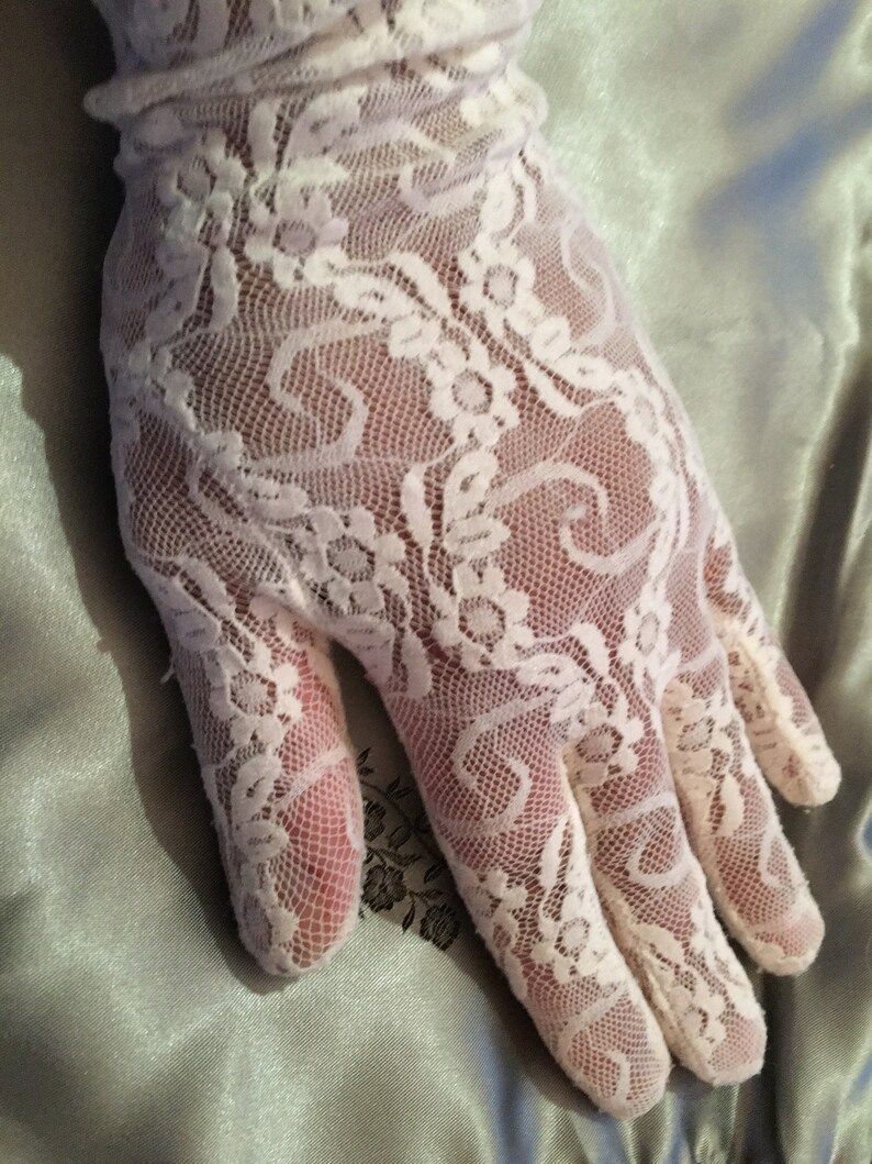 White Lace Dinner Gloves - Etsy