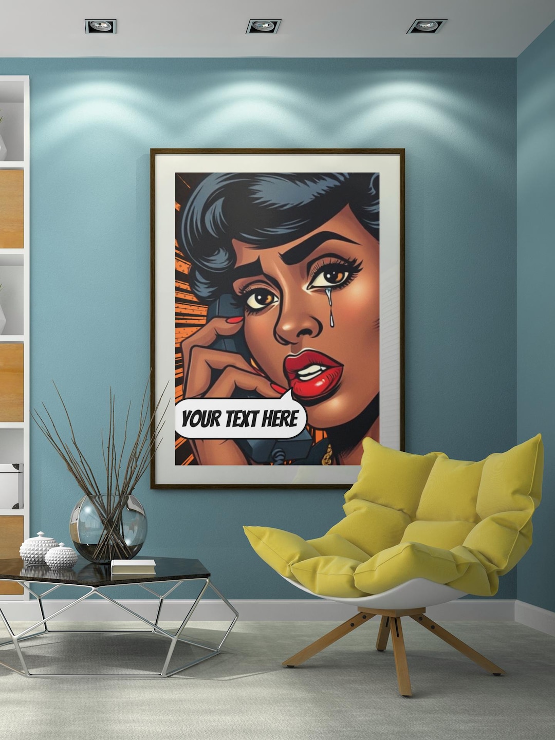 Black Woman Retro Pop Art Wall Decor, Woman Crying Custom Quote Poster ...
