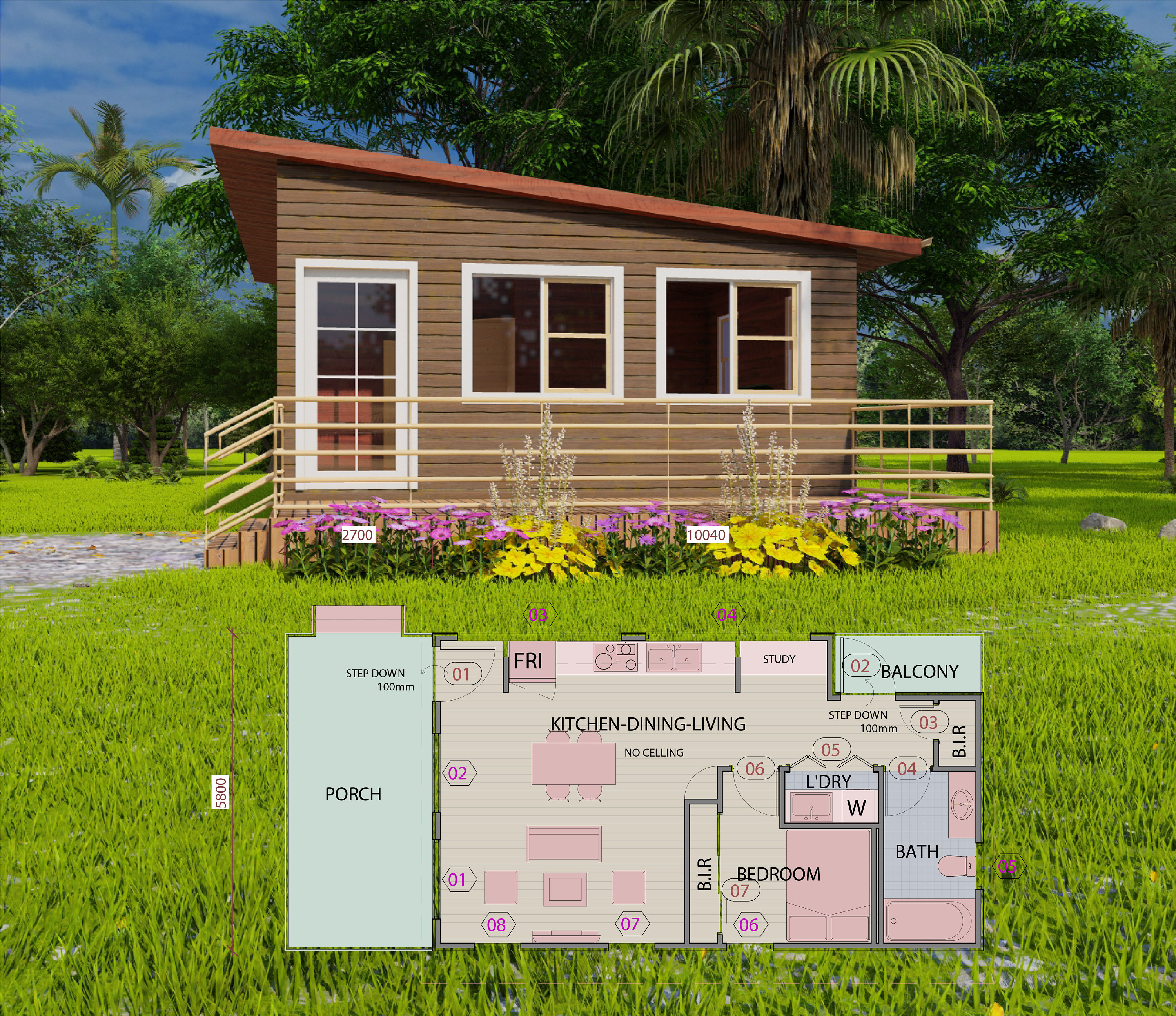 HOUSE PLAN 201025/tiny House/ 1 Bedroom/ 1 Bathroom/ Pdf Floor Plan ...