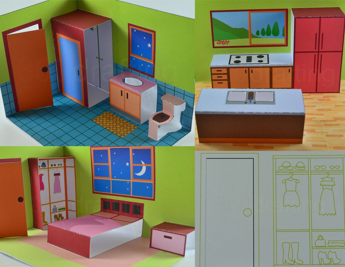 TEMPLATE Dollhouse 20703/ Printable / Furniture House / 3D - Etsy