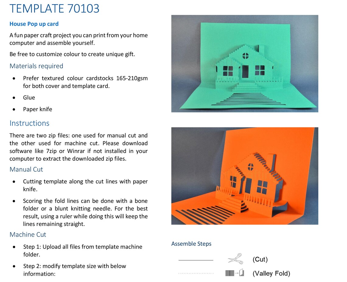 Template Pop up House Cards 70103 / SVG / Cricut Template / 3D Pop up ...