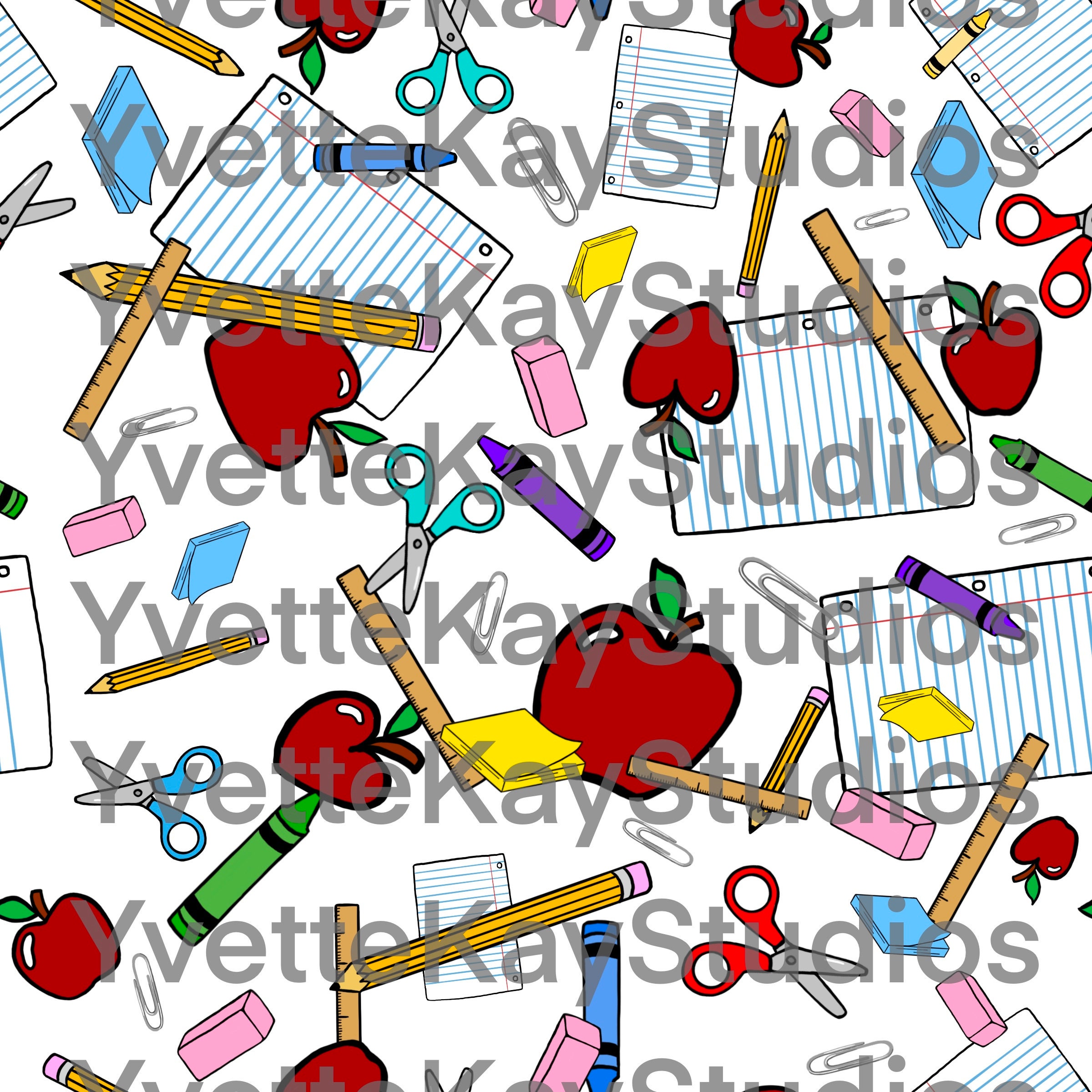 Seamless Teacher Pattern PNG JPG Digital Download File - Etsy