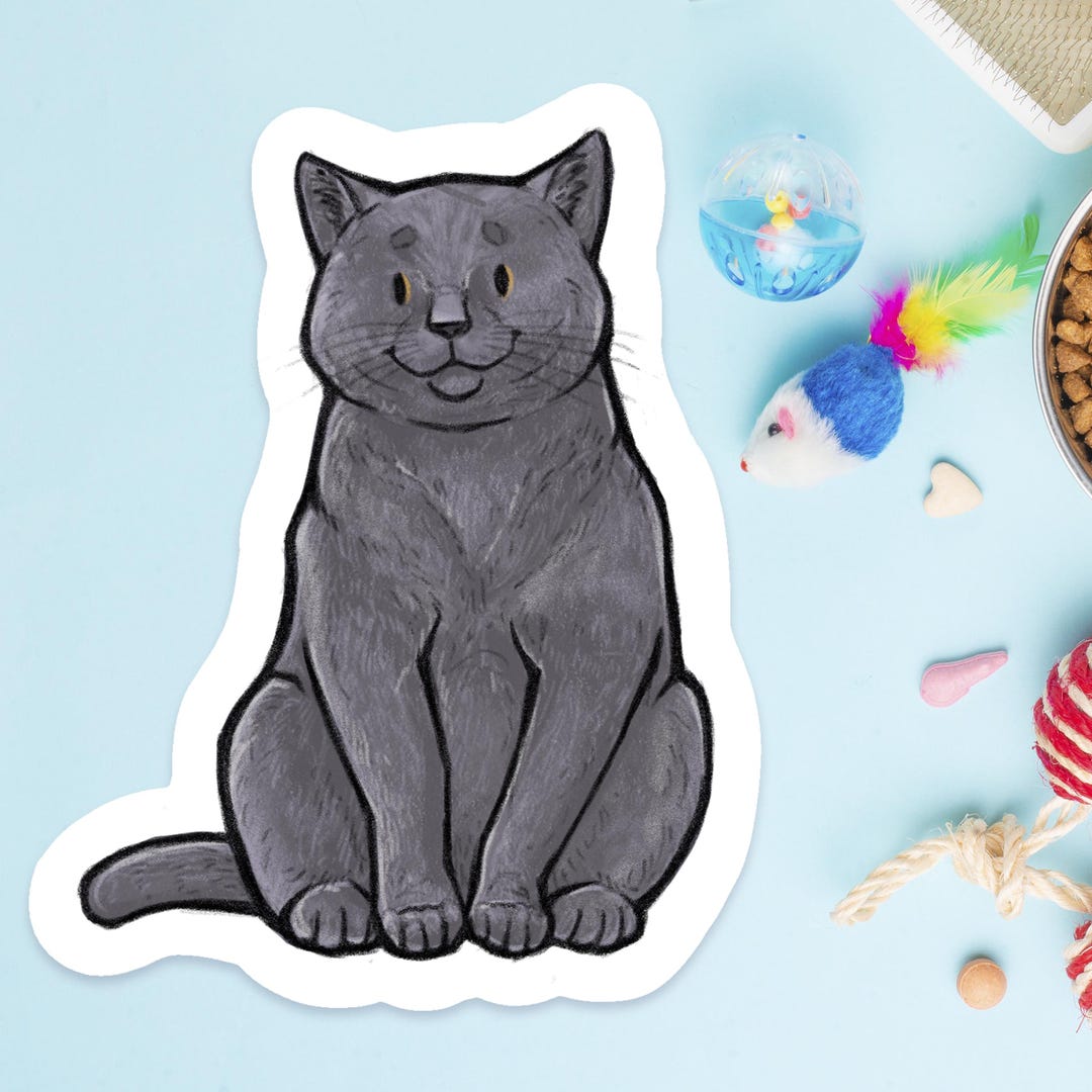 Cute British Blue Cat Waterproof Vinyl Sticker - Etsy