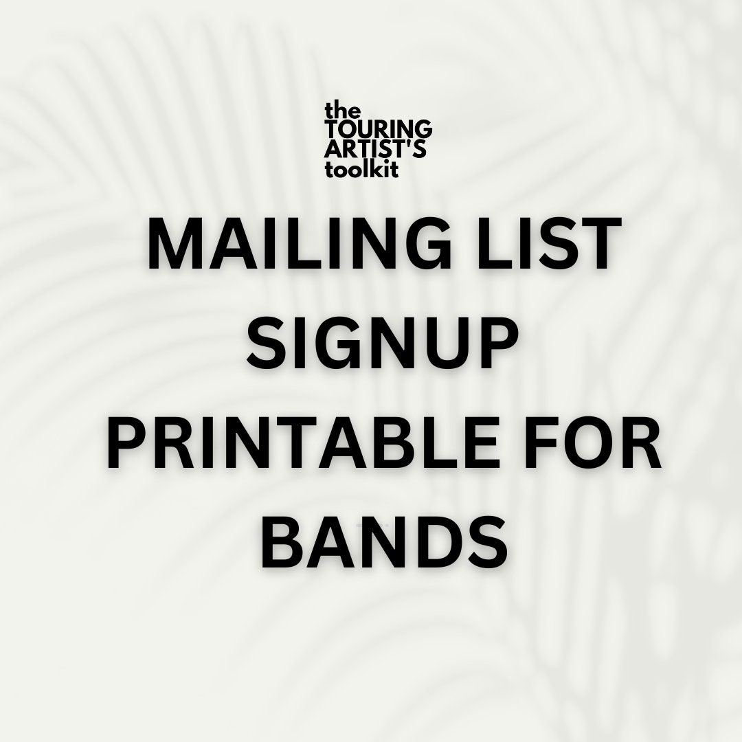 Mailing List Printable for Bands Musicians Gigs Concerts Signup Form ...