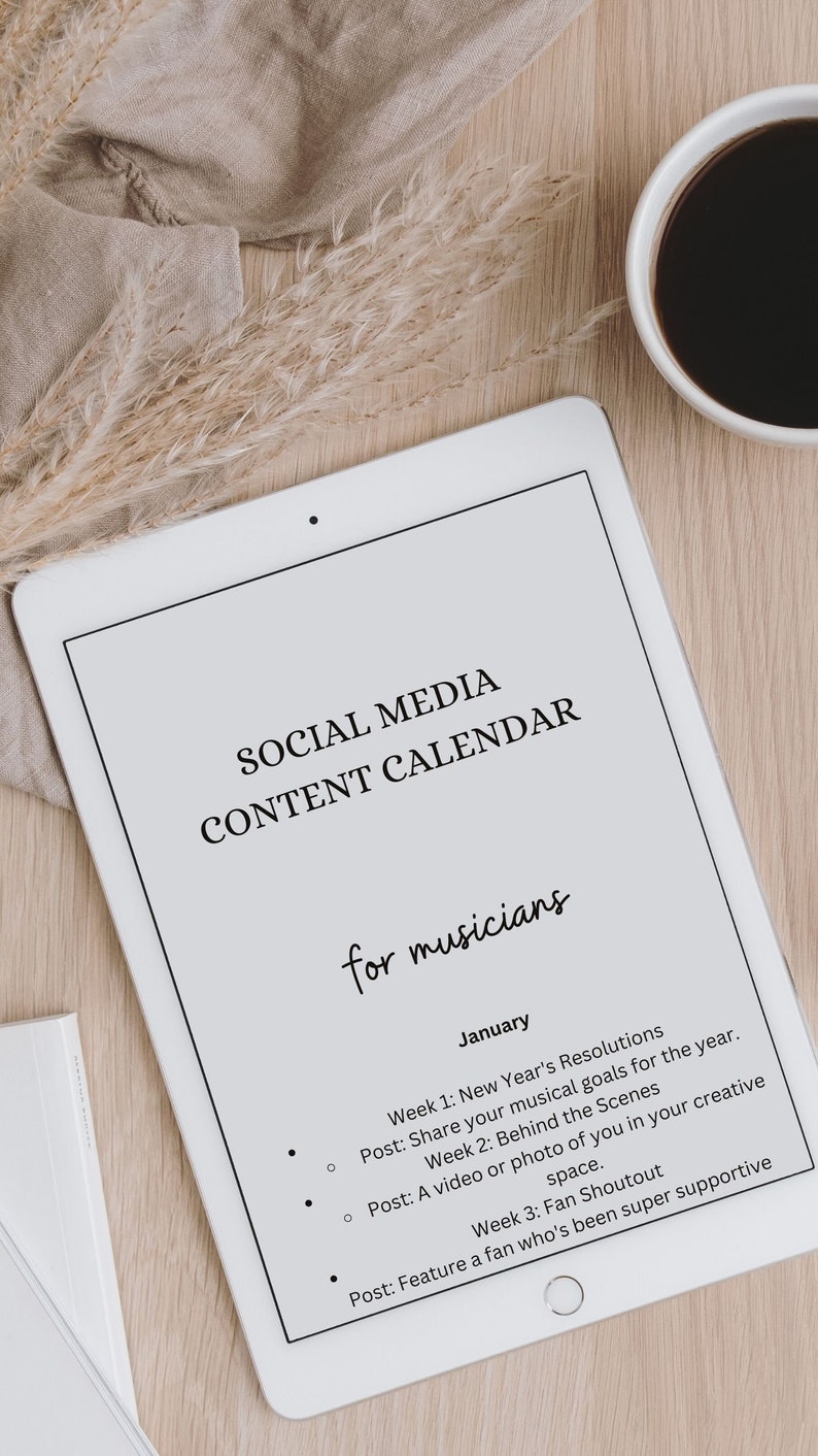 Social Media Content Calendar for Musicians: Music Marketing Planner ...