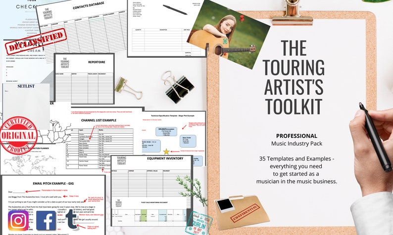 Music Industry Singer Songwriter Band Artist Templates and Examples Kit ...