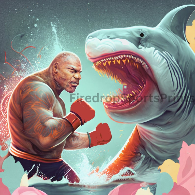 Mike Tyson Great White Shark Poster, 4 Variants, 4 Downloadable Files ...