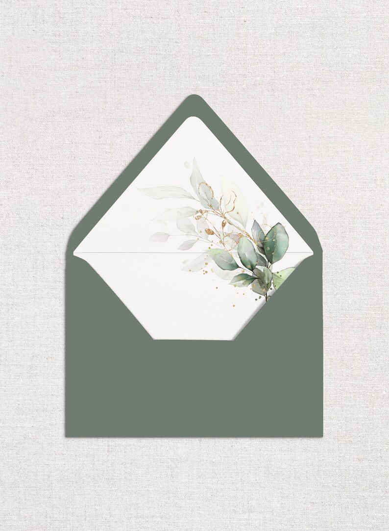Greenery Vellum Wrap Printable Vellum Jacket Botanical Envelope Liner ...