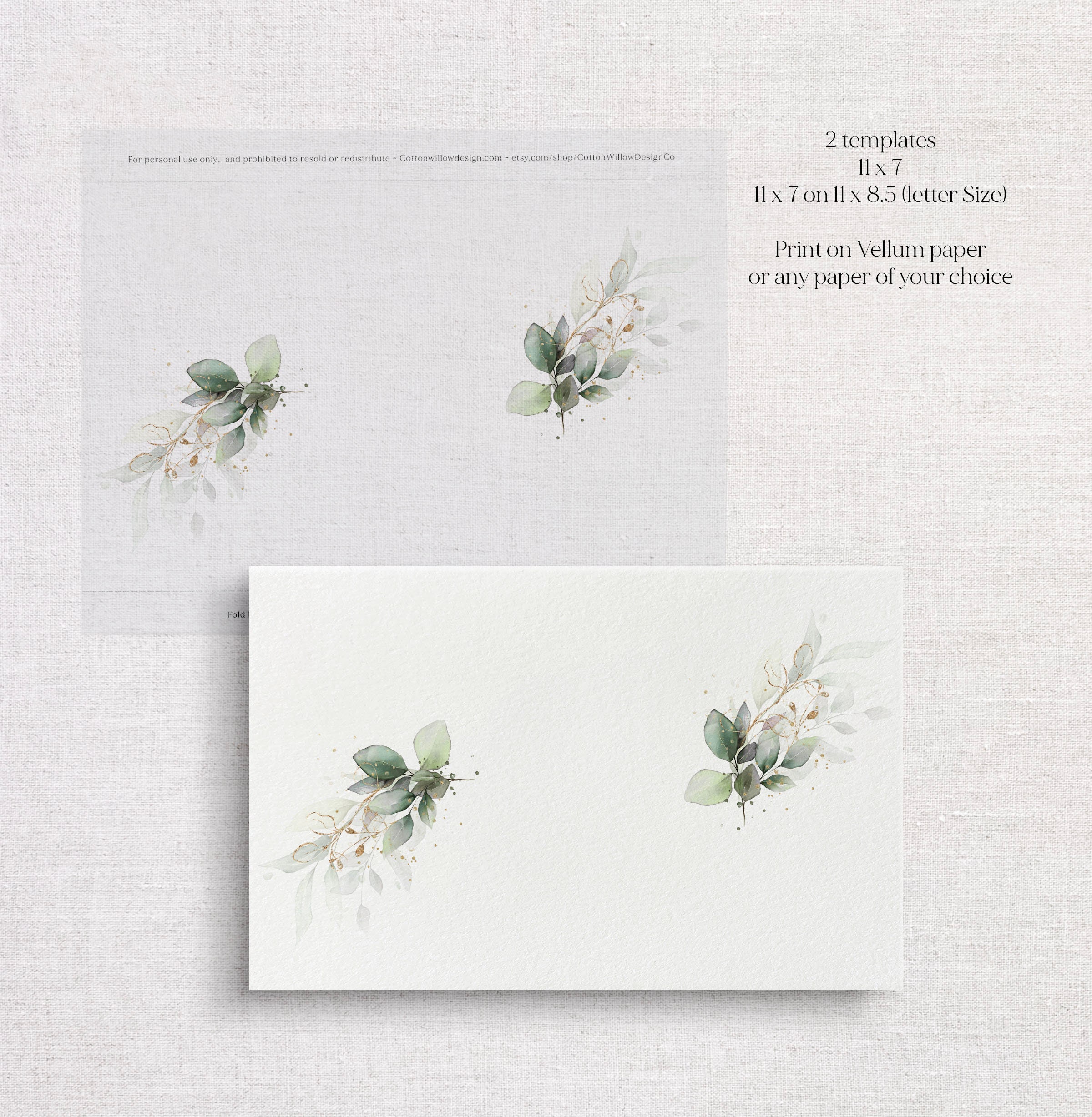 Printable Greenery Vellum Wrap Botanical Vellum Jacket Eucalyptus Print ...