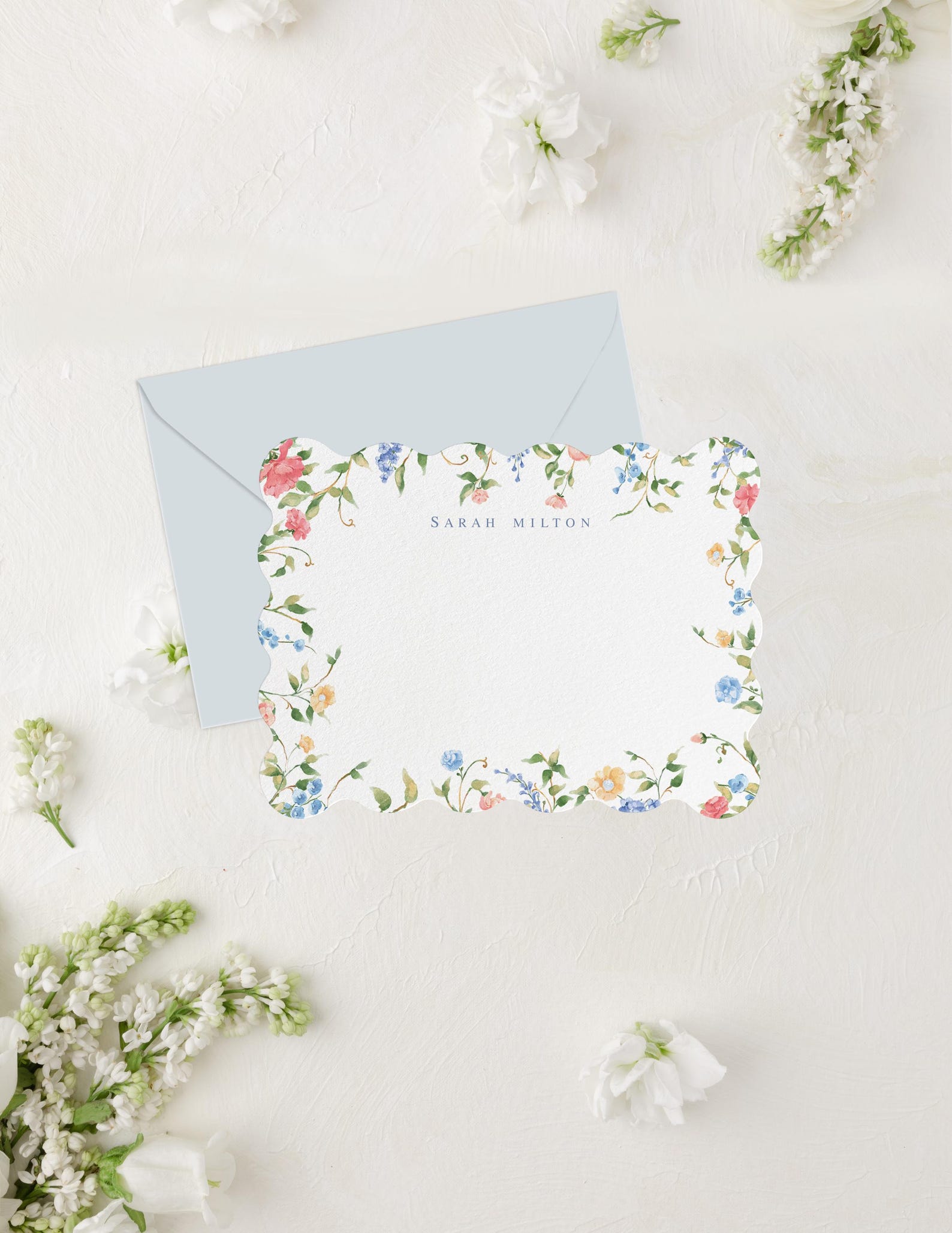 Personalized Floral Stationery | Floral Note Cards | Flower Stationery ...