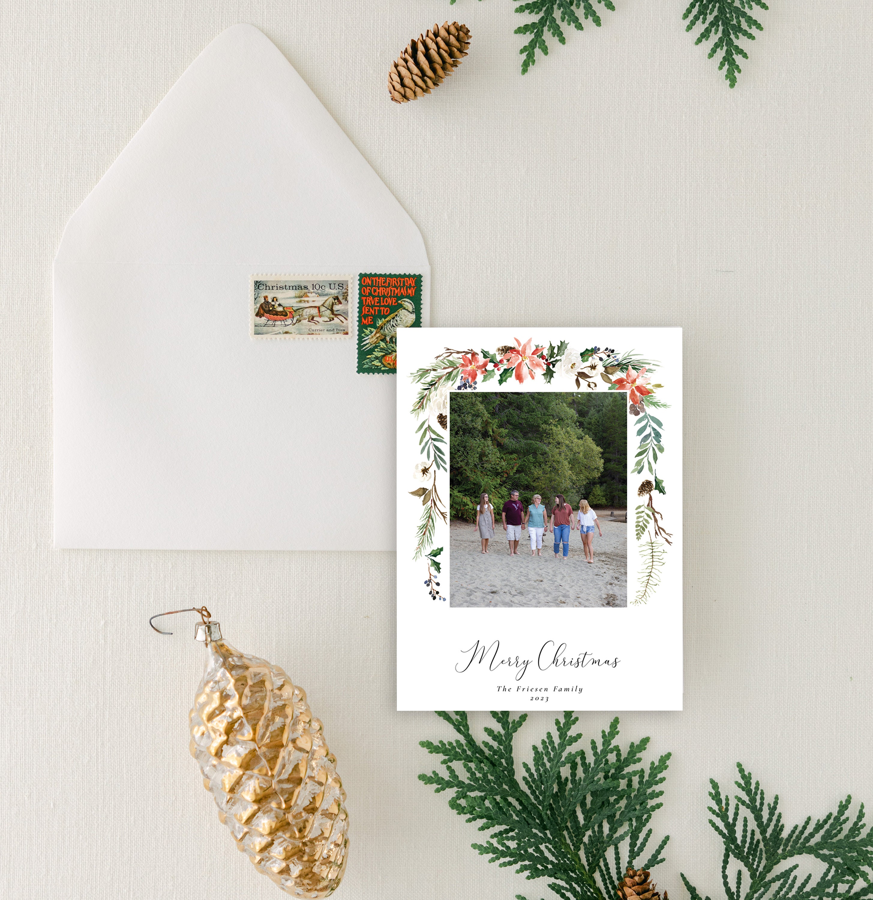 Printable Christmas Card Template Holiday Card Digital Download ...