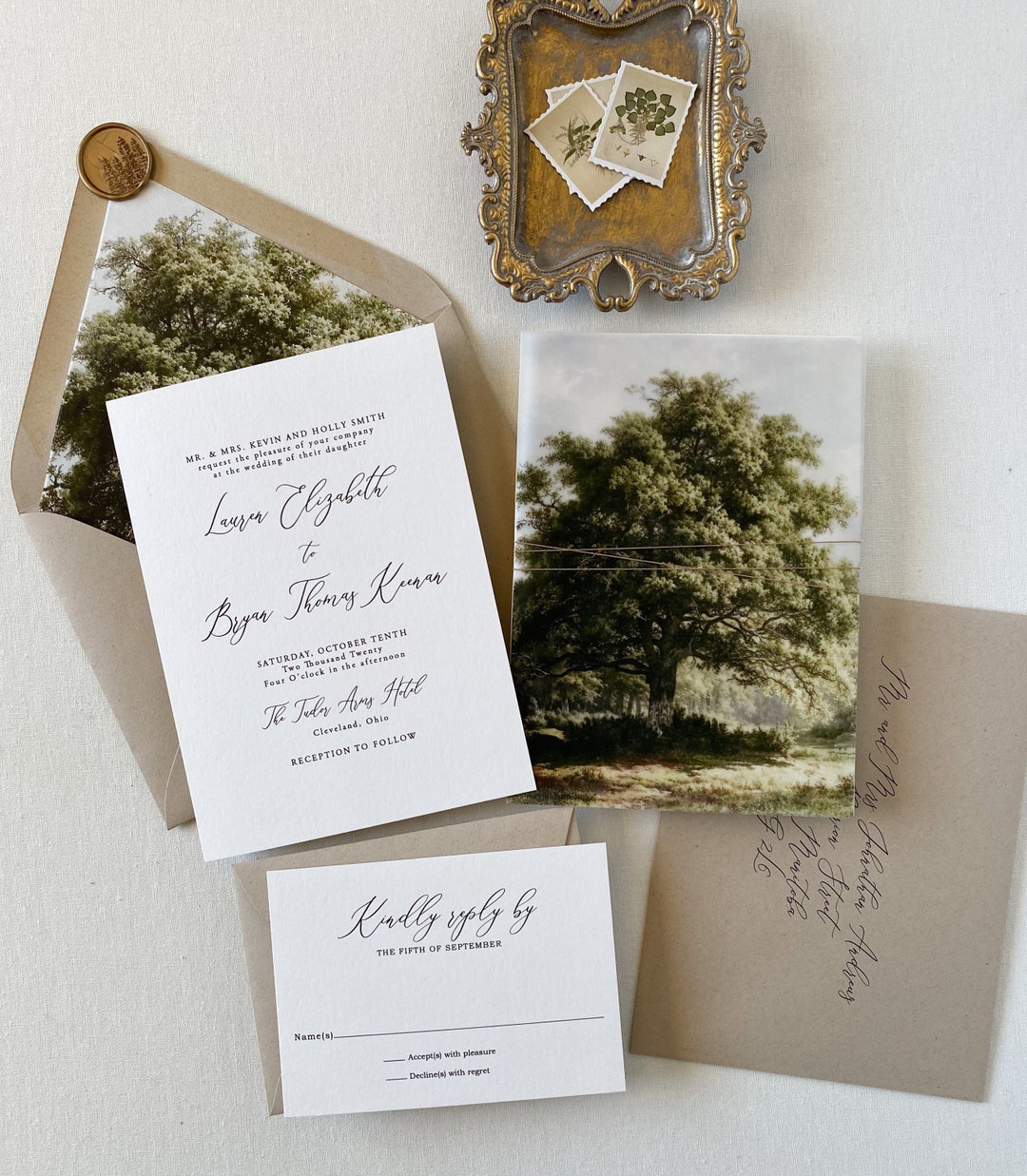 Rustic Oak Tree Wedding Invitation, Tree Wedding Invitation Set, Rustic ...