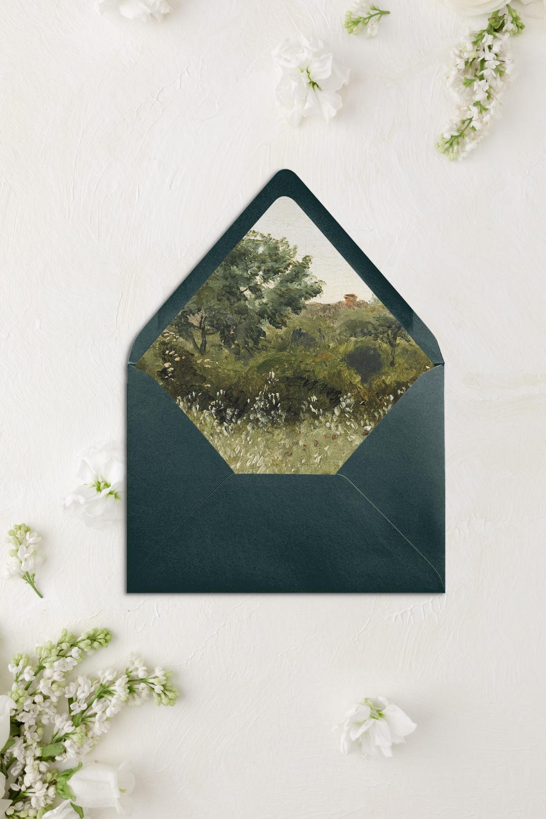 Forest and Field Envelope Liner With Tree for Diy Wedding Invitations ...