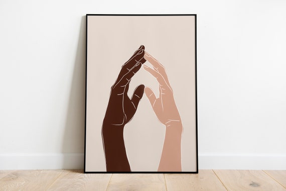 Abstract Hands Art Print Hand Holding Wall Art Black Girl | Etsy