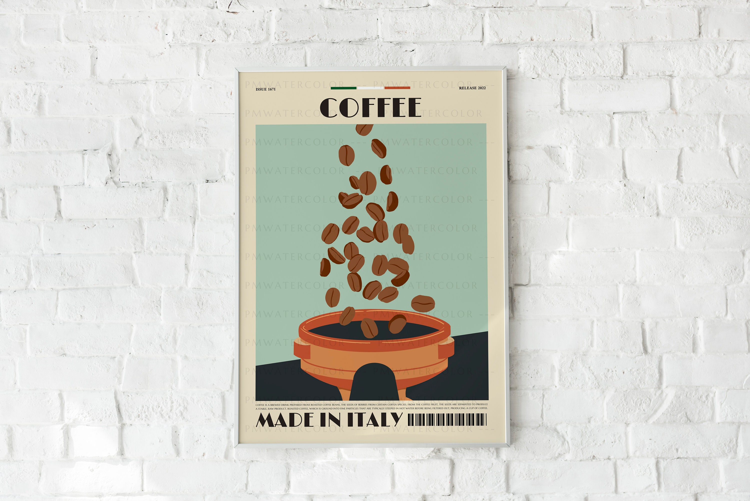 Mid Century Modern, Wall Art, Coffee Print, Poster Print, Coffee Bar ...