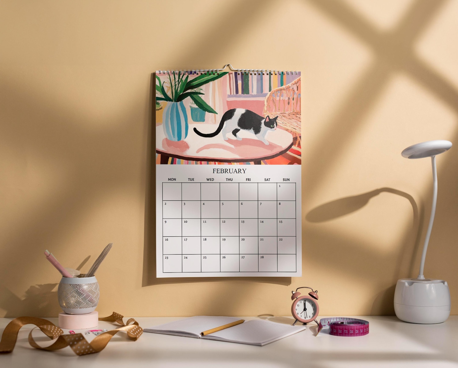 Cozy Cats Wall Calendar, Midyear Wall Calendars 2026, 12 Month Calendar ...