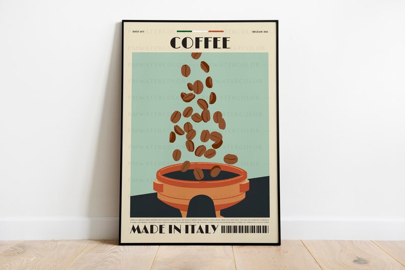 Mid Century Modern, Wall Art, Coffee Print, Poster Print, Coffee Bar ...