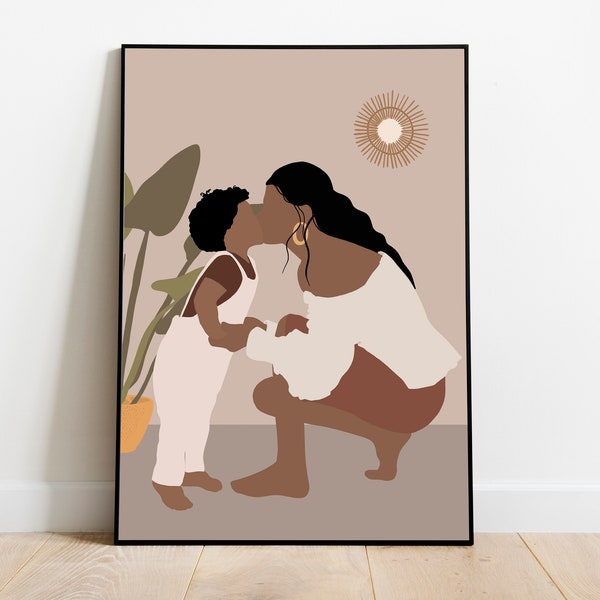 Abstract Mother and Son Print - Etsy