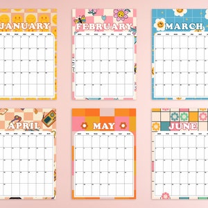 Retro Wall Calendar, Wall Calendars 2024, Planner 2024, 12 Month ...