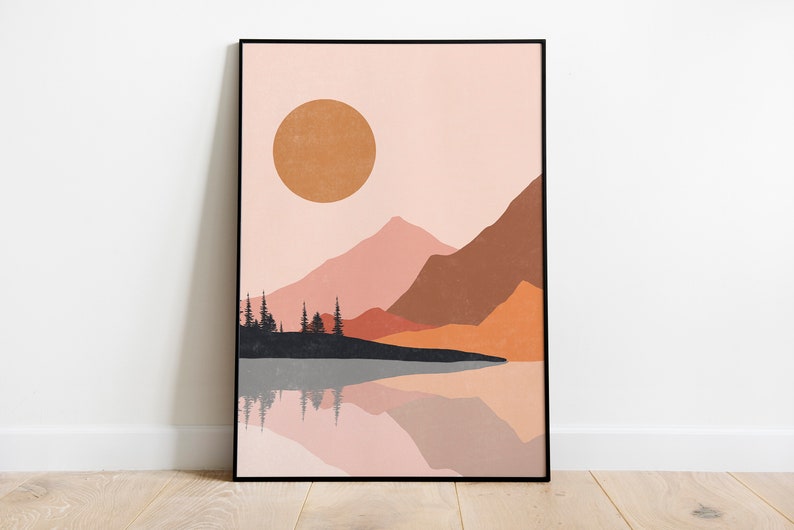 Mid Century Modern Sun Art Set of 2 Wall Art Abstract Sun - Etsy