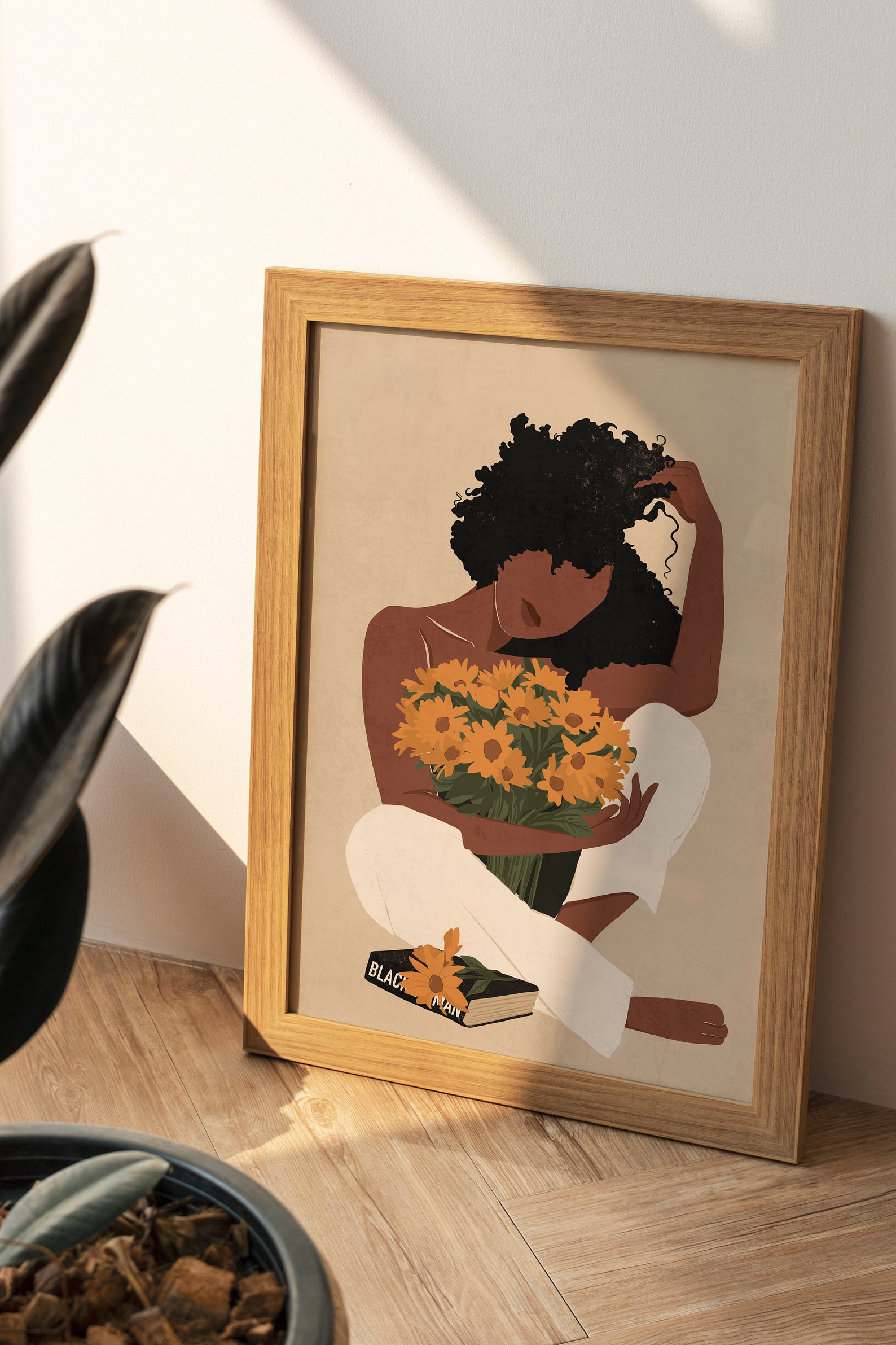 Black Woman Art Black Art Woman and Flower Digital Art - Etsy