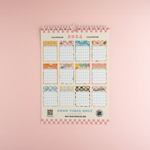 Retro Wall Calendar, Wall Calendars 2024, Planner 2024, 12 Month ...