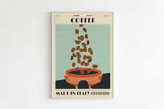 Mid Century Modern Wall Art Coffee Print Poster Print | Etsy