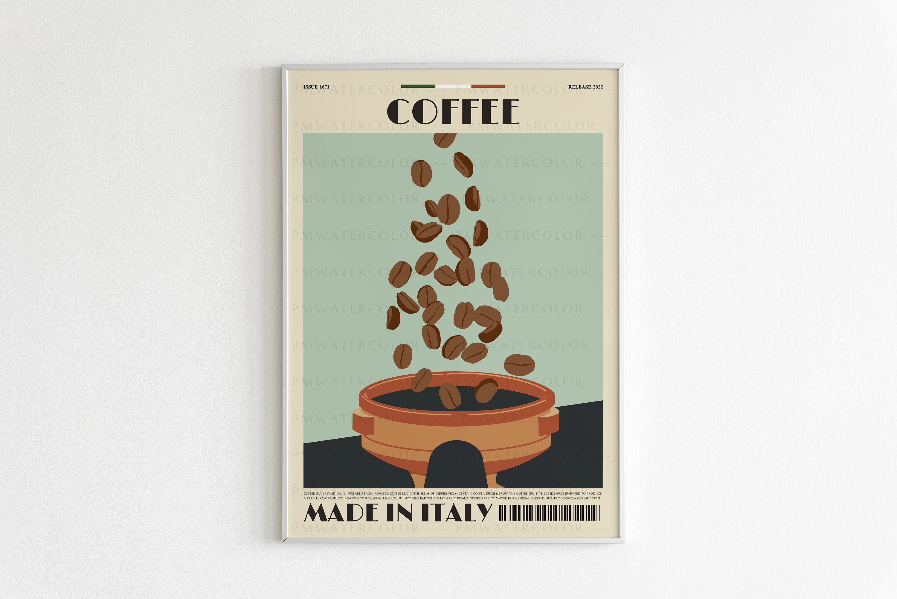 Mid Century Modern, Wall Art, Coffee Print, Poster Print, Coffee Bar ...