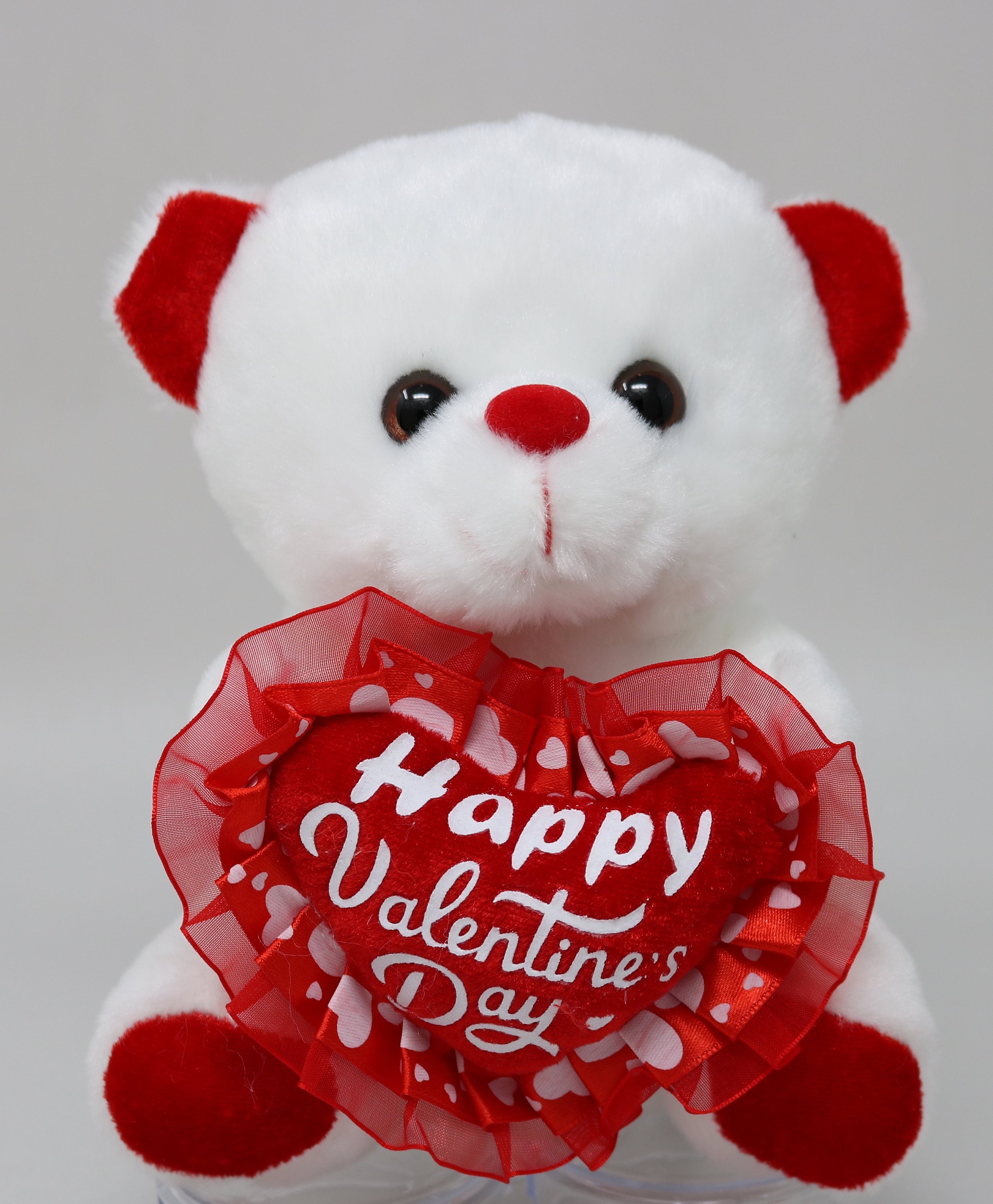 6 White Teddy Bear happy Valentine's Day in Clear Flower Box Osito De ...