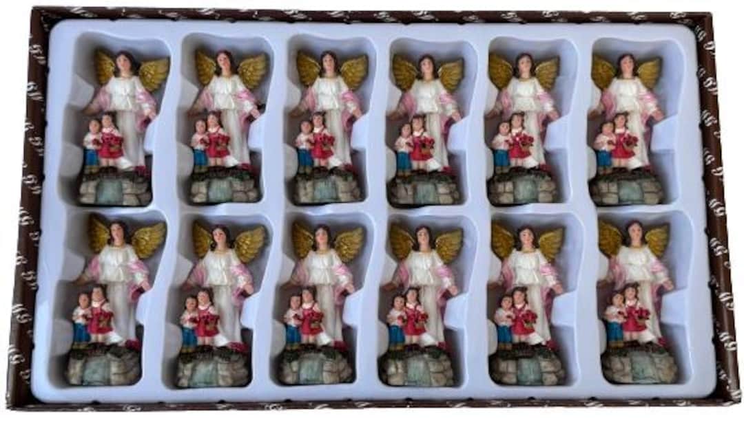 Mini 3" Angel De La Guarda 12 Pcs Set Religious Figure Guardian Angel ...