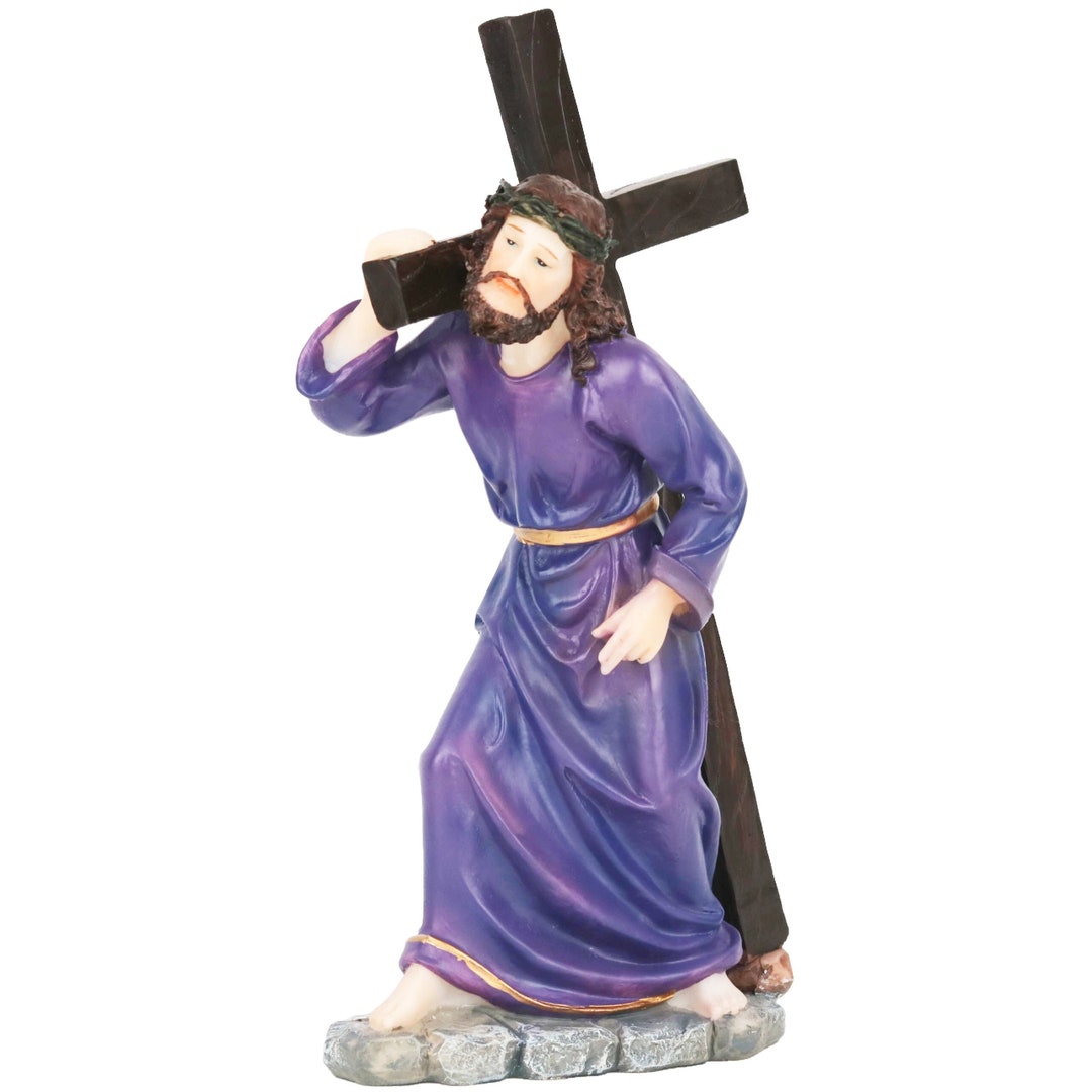 Jesus El Nazareno 8.5" Jesus Con La Cruz a Cuestas Resin Religious ...