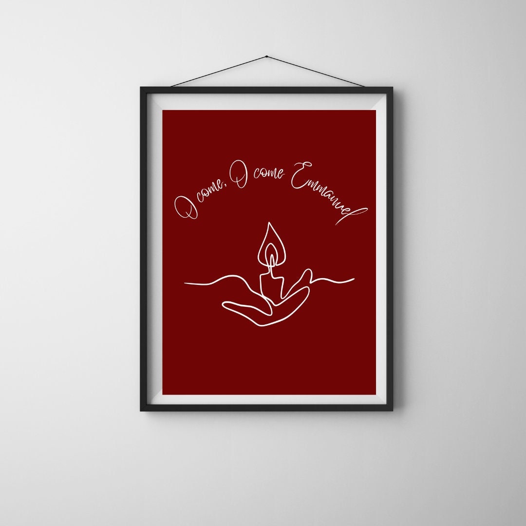 O Come O Come Emmanuel Red Simple Advent Print - Etsy