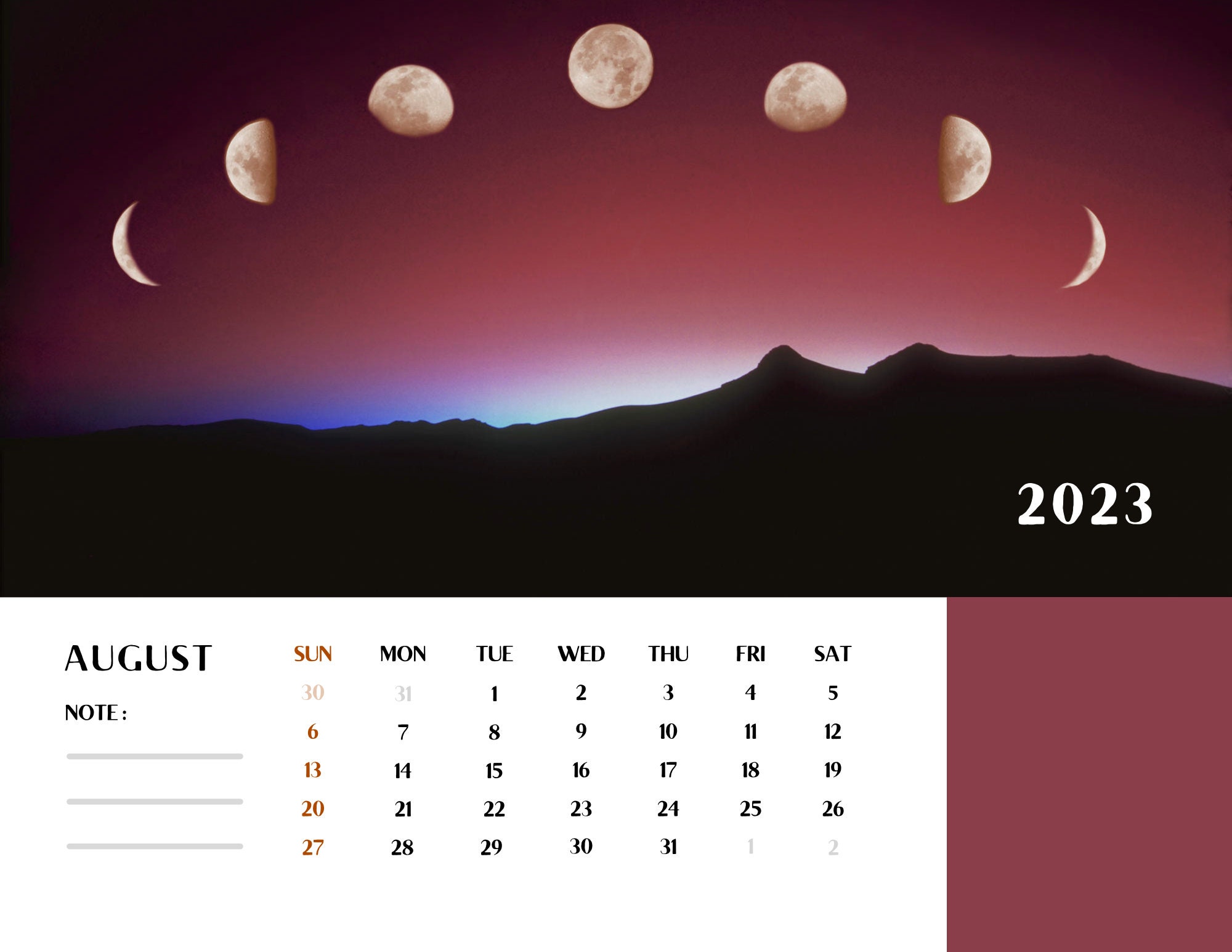 2023 Printable Moon Calendar - Etsy