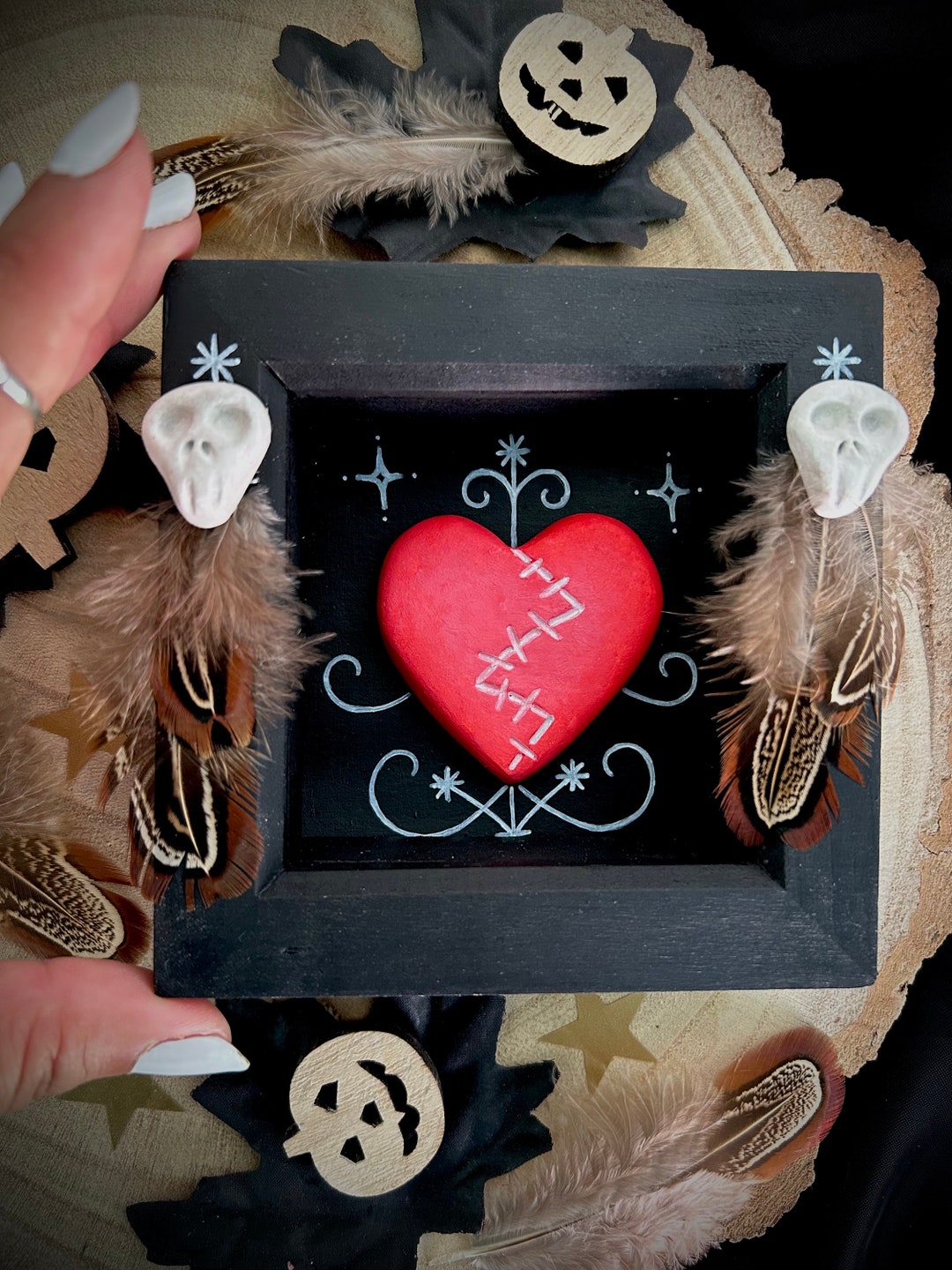 Voodoo Stitched Heart Art Frame Erzulie Freda Sigil Picture Wall ...