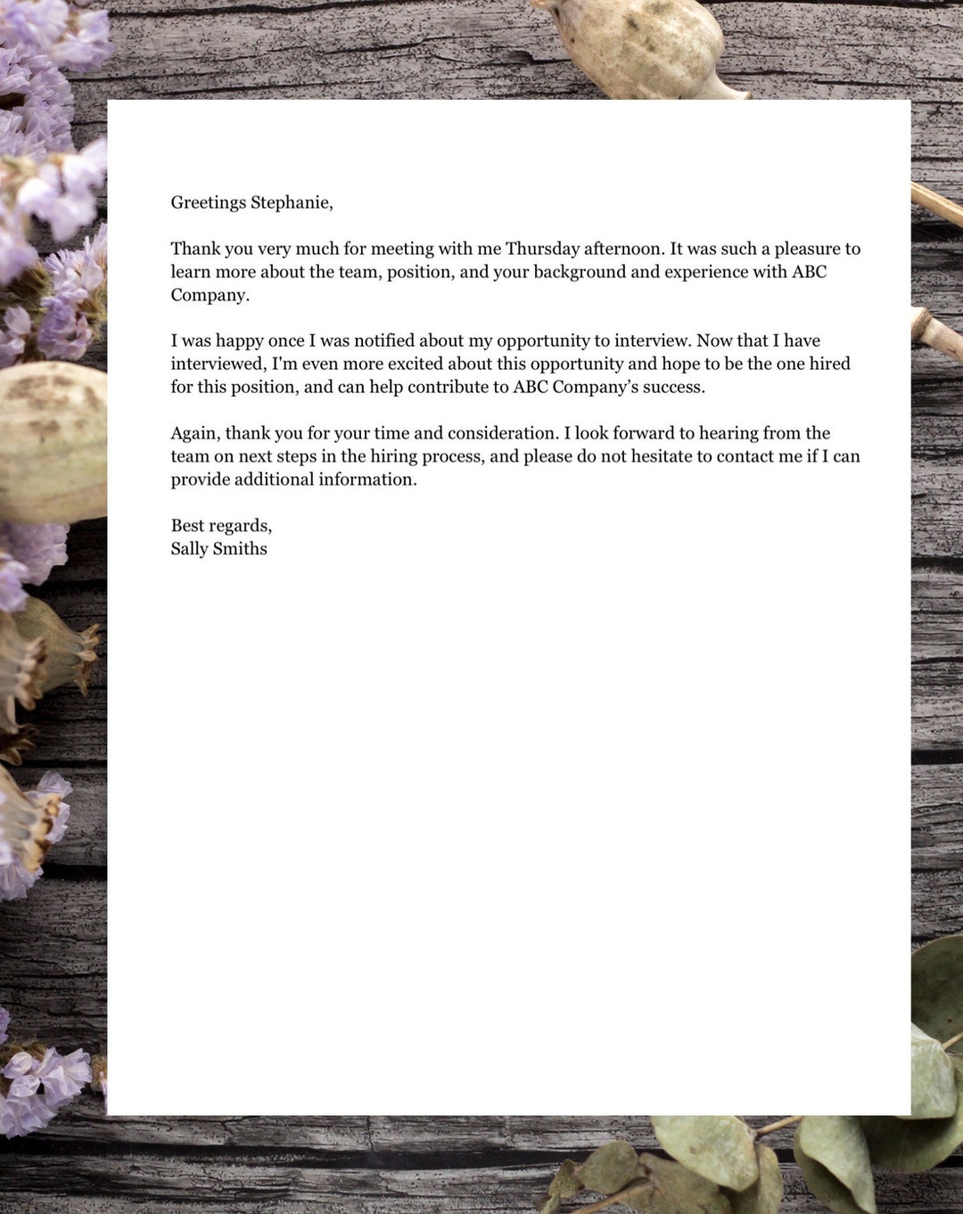 Post Interview Thank You Letter, Thank You Letter After Interview ...